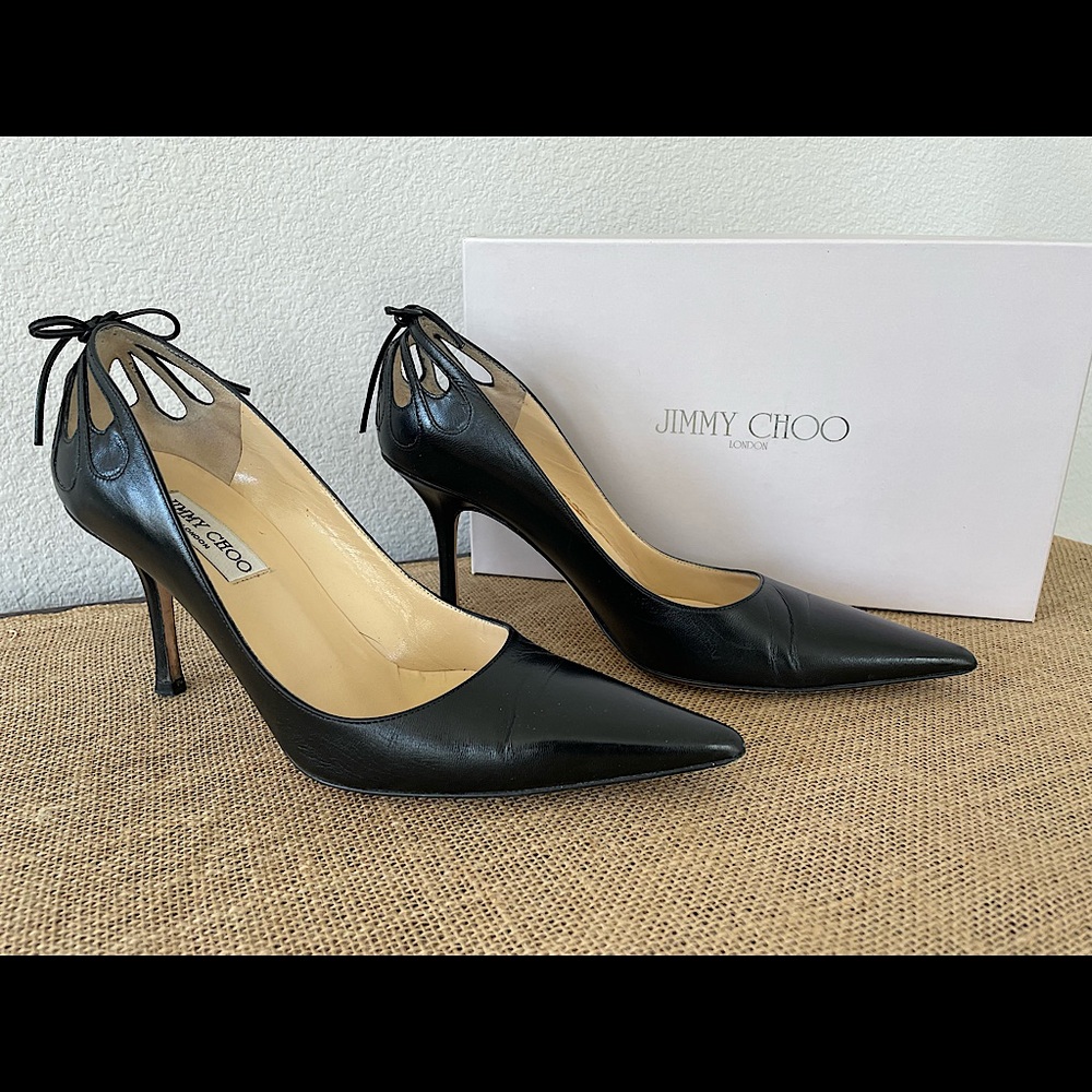 Jimmy Choo Black Leather Heels - Gem